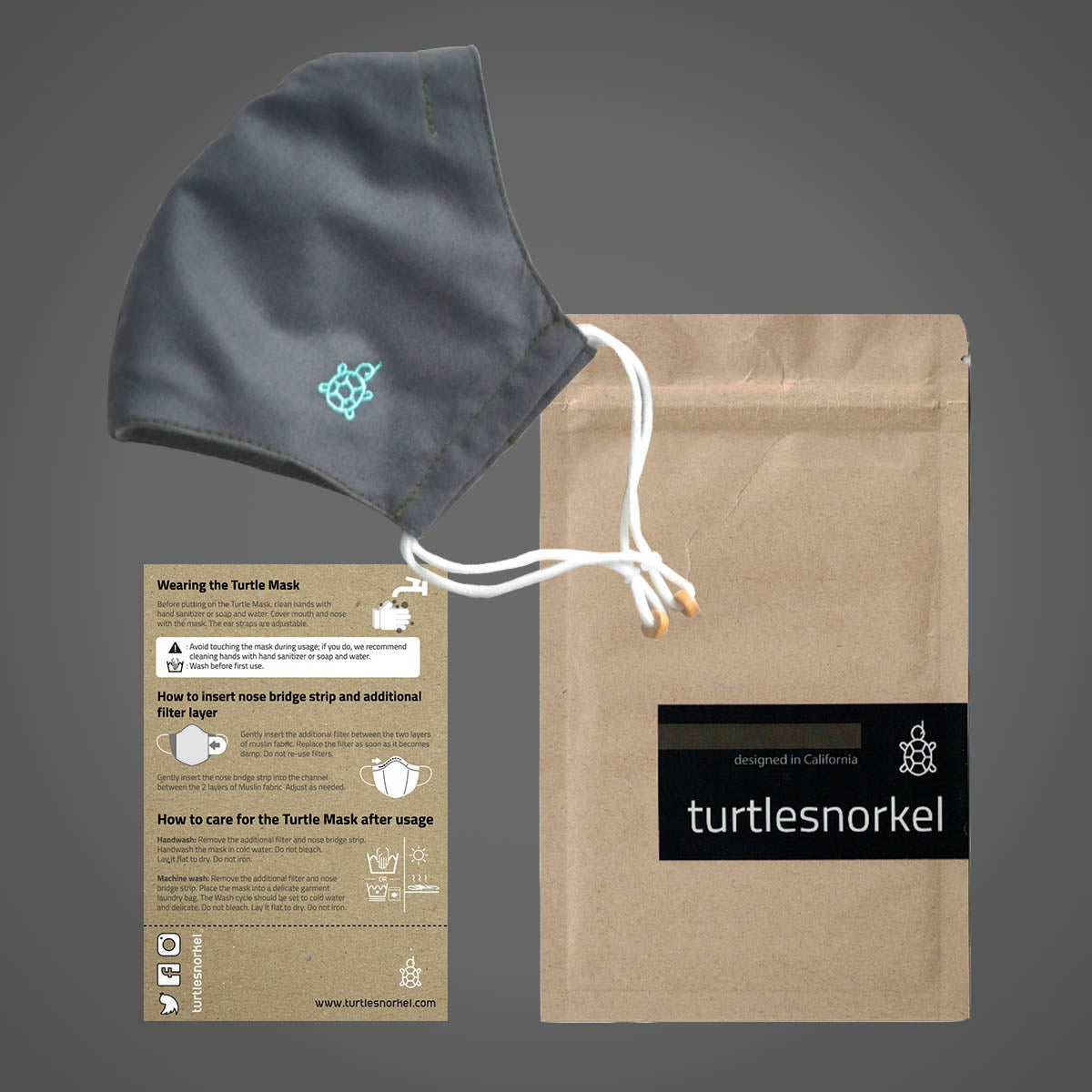 Turtle Mask 2.1 Beluga Grey : triple layered, reusable face mask ...