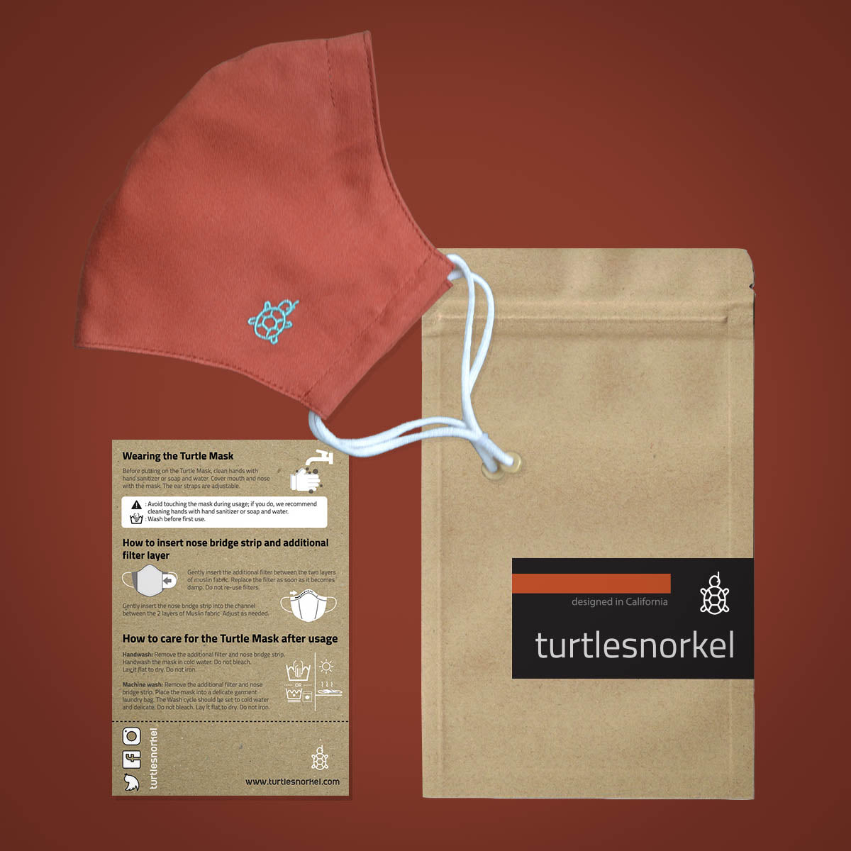 Turtle Mask 2.1 Box Turtle Orange : triple layered, reusable face mask ...